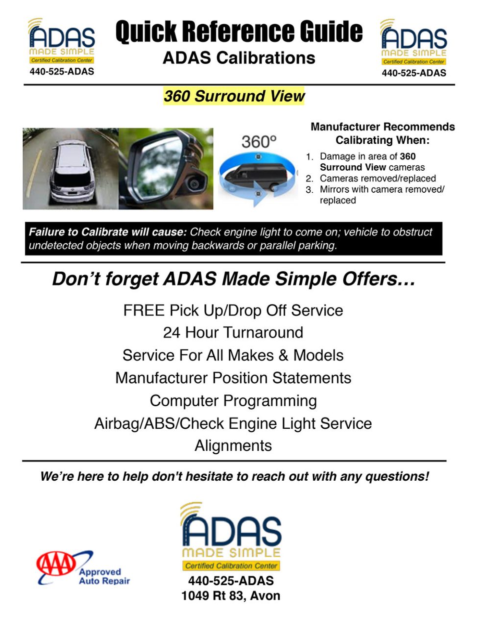 ADAS Services | Avon, OH | Automotive Specialty Services